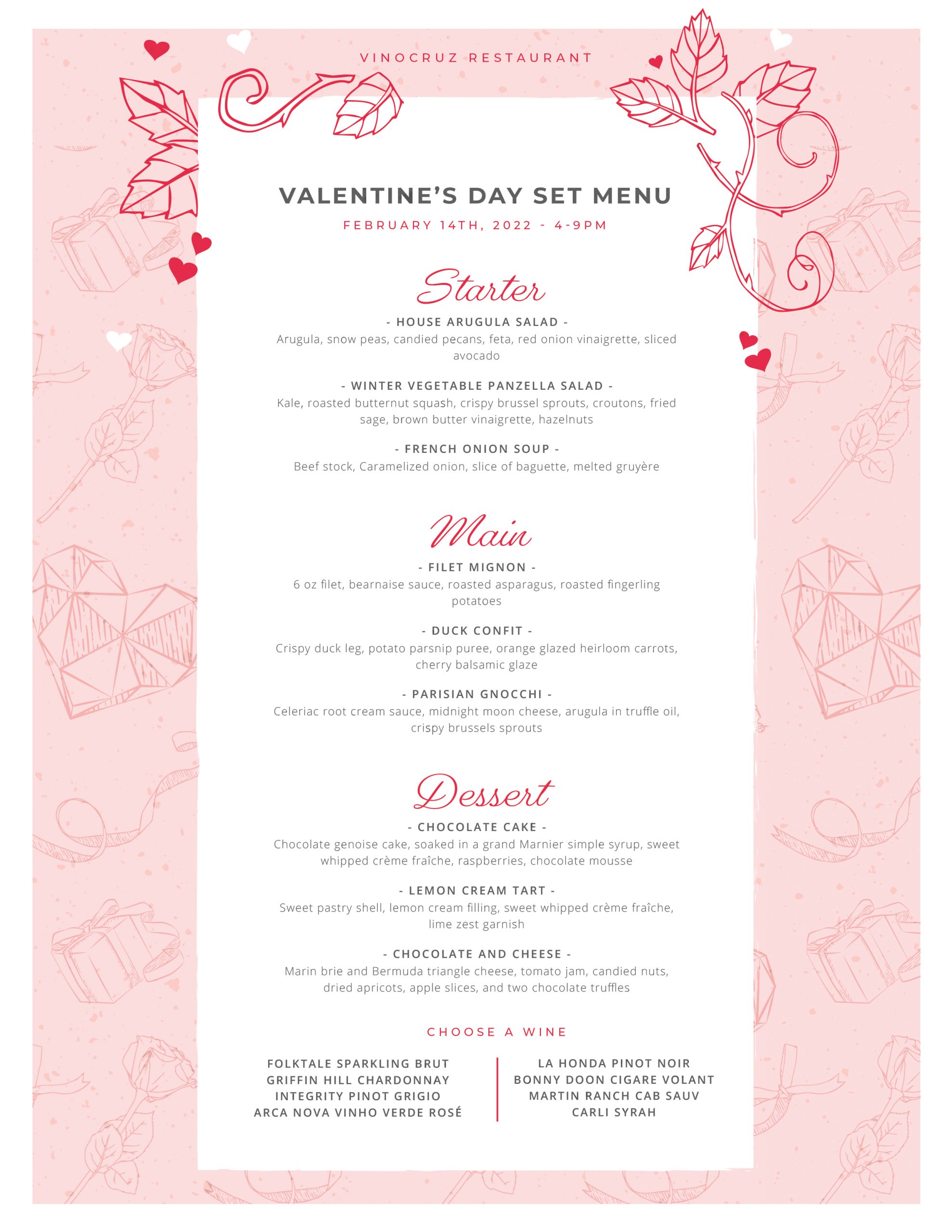 Valentine’s Day! – Vinocruz Wine Bar & Restaurant